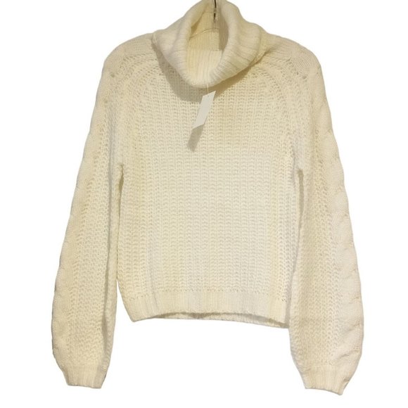 Planet Gold | Sweaters | Winter White Mockneckloose Cozy Cables Sweater ...